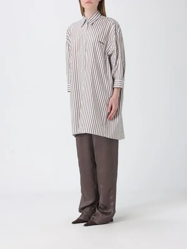 Brunello Cucinelli Striped Cotton And Silk Casual Shirt