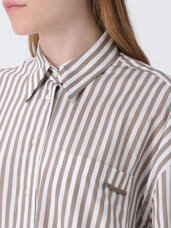 Brunello Cucinelli Striped Cotton And Silk Casual Shirt