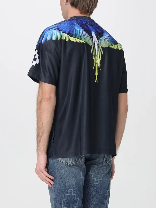 COUNTY OF MILAN Printed Polyester V-neck T-shirt - Black