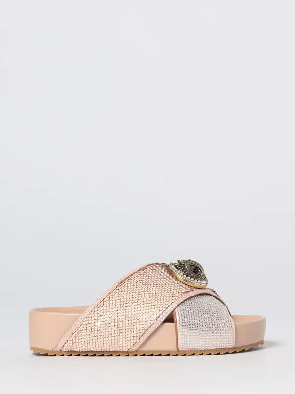 Kurt Geiger Sequined And Rhinestone Embellished Chelsea Slide Sandals - Pink