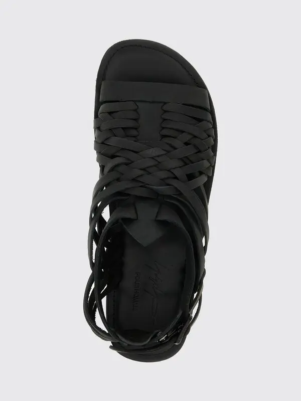 Yohji Yamamoto Woven Leather Sandals With Ankle Strap