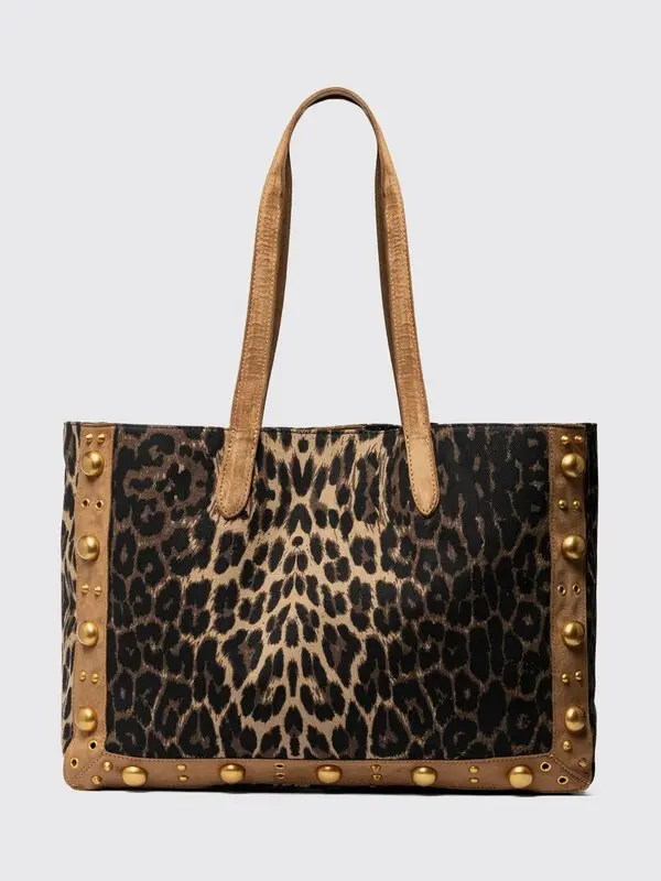 SECRET PON-PON Studded Leopard Print Tote Bag - Multicolor