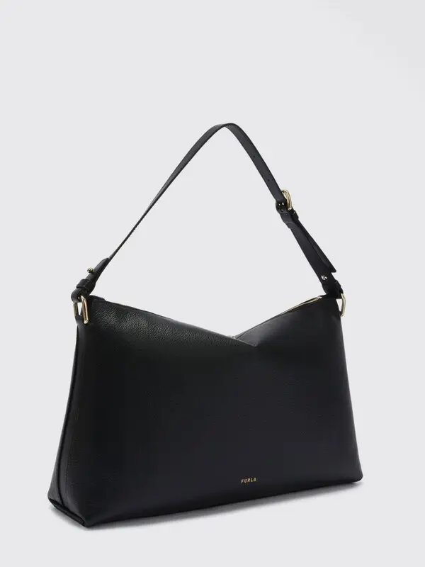 Furla Debby Grained Calfskin Leather Shoulder Bag With Adjustable Handle