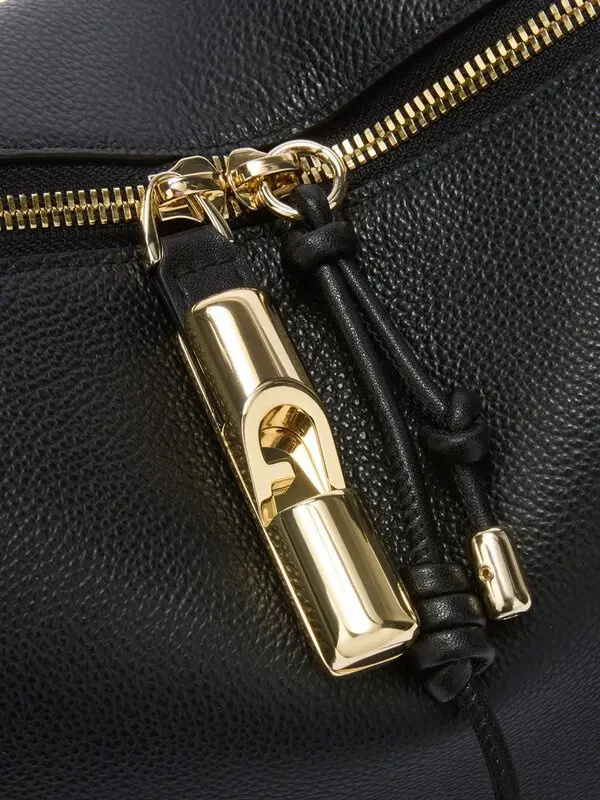Furla Debby Grained Calfskin Leather Shoulder Bag With Adjustable Handle