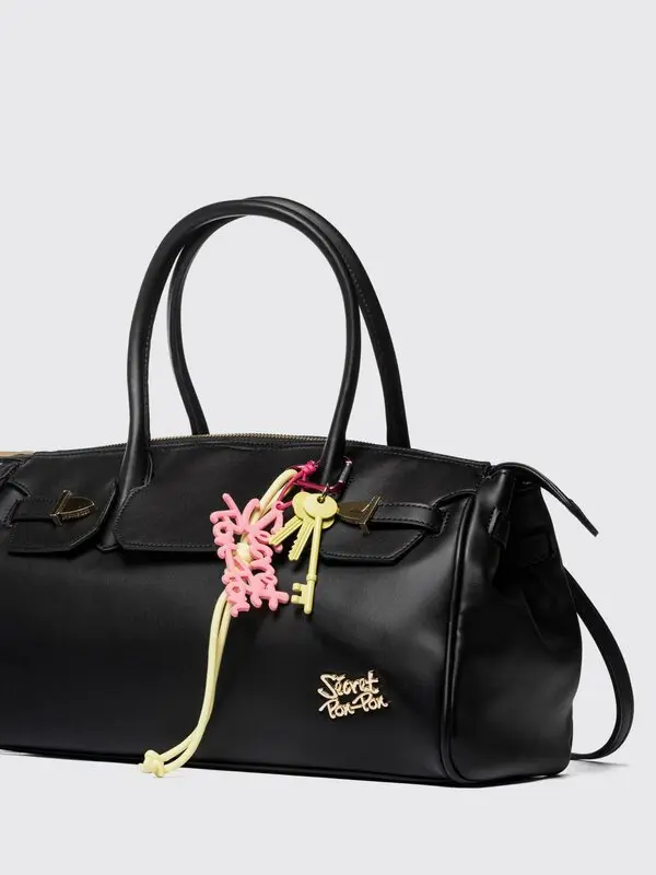 SECRET PON-PON Satchel With Charm Detail - Black