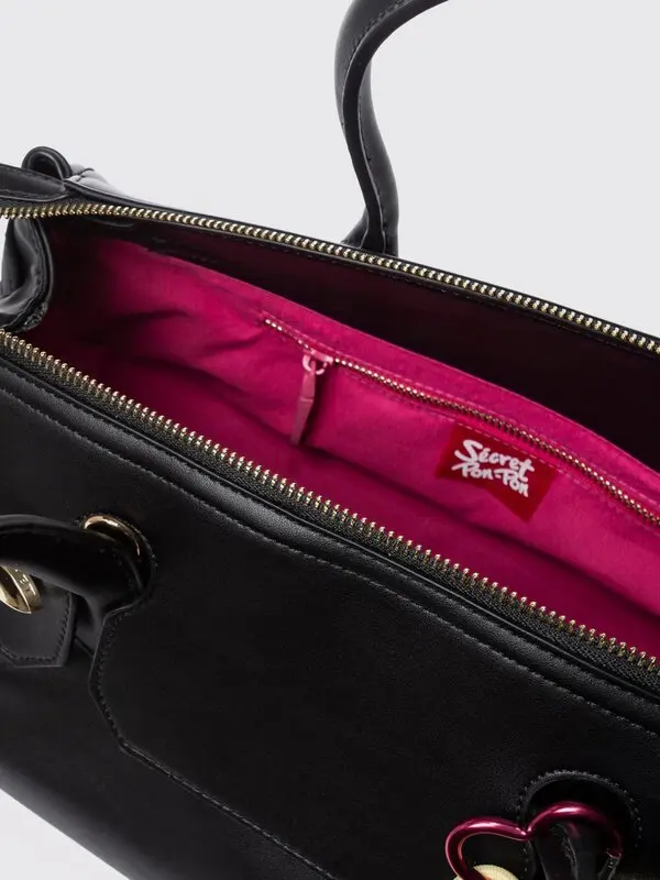 SECRET PON-PON Satchel With Charm Detail - Black