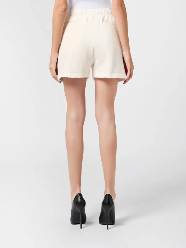 Philipp Plein Jersey Jogging Shorts With Drawstring Waist And Tonal Logo Detail - White