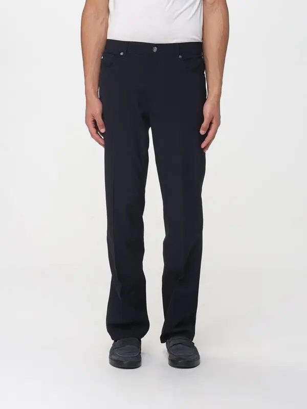 Emporio Armani Cotton Blend Slim Fit Trousers - Blue