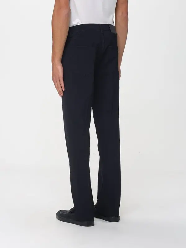 Emporio Armani Cotton Blend Slim Fit Trousers - Blue