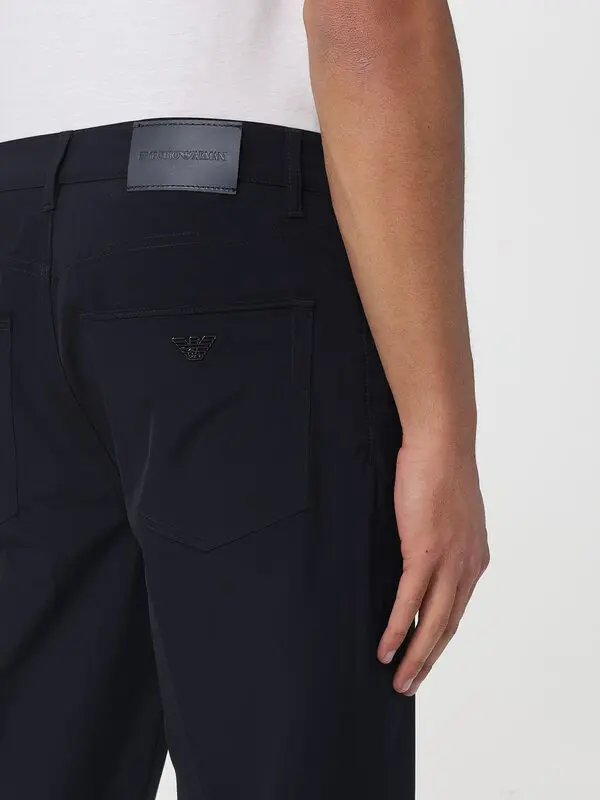 Emporio Armani Cotton Blend Slim Fit Trousers - Blue