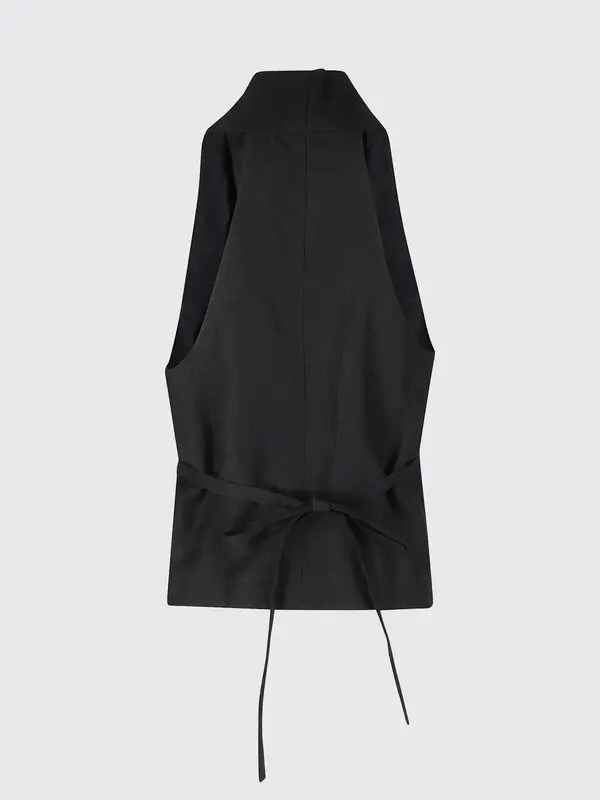 TELA Single Breasted Cotton Blend Vest - Black