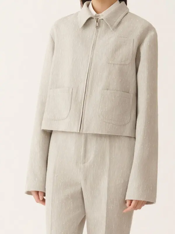 Fabiana Filippi Cotton And Virgin Wool Shirt Jacket - Ice