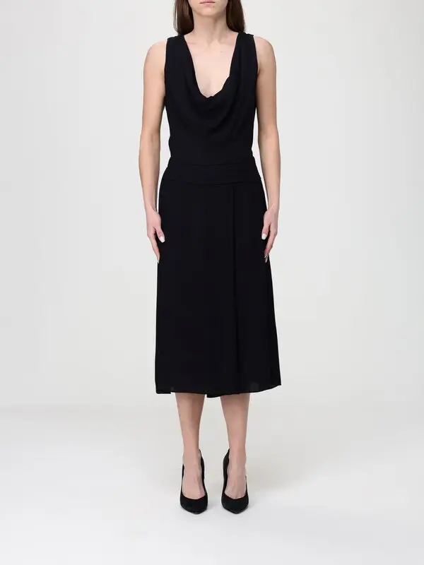 Elisabetta Franchi Sleeveless Cowl Neck Midi Dress - Black