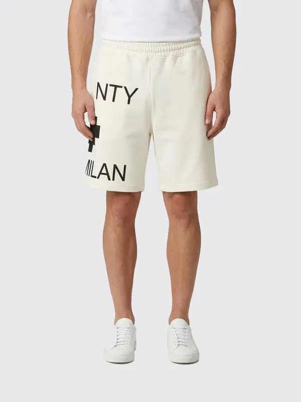 COUNTY OF MILAN Cotton Jogging Shorts With Logo Detail - Ivory