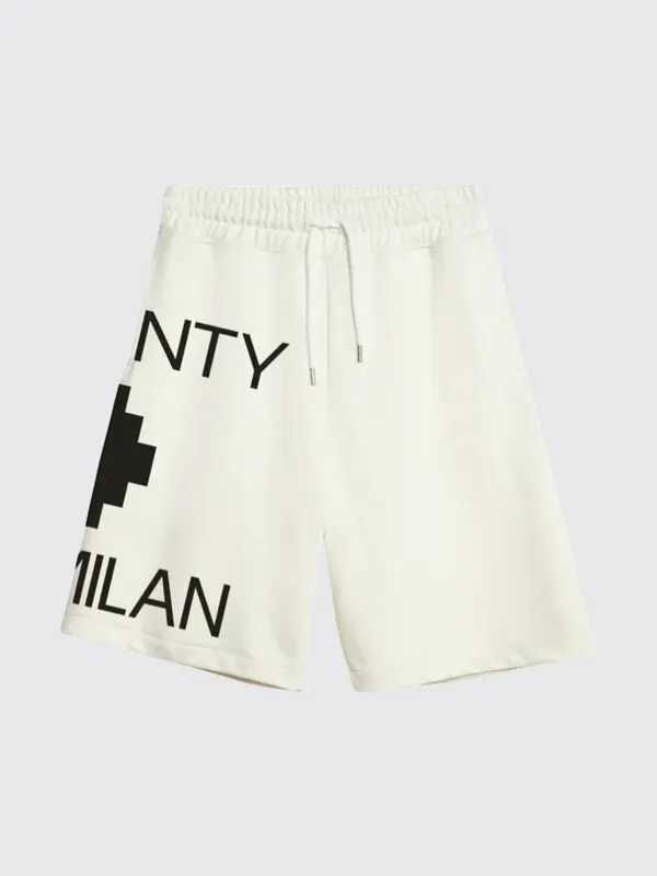 COUNTY OF MILAN Cotton Jogging Shorts With Logo Detail - Ivory