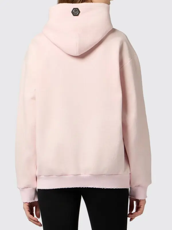 Philipp Plein Tennis Club Cotton Hoodie With Jeweled Drawstring - Fuchsia