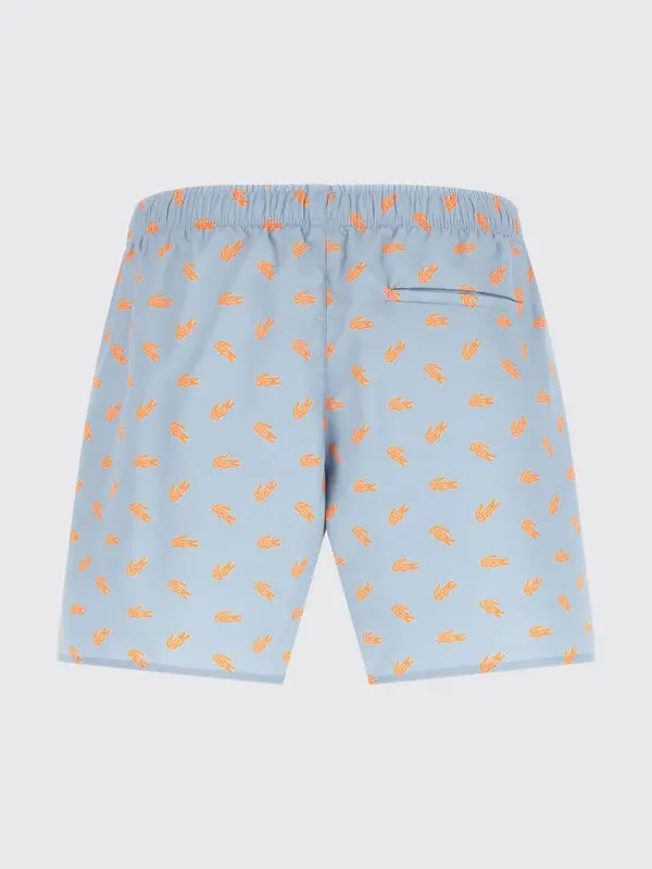 Lacoste Polyester Swim Shorts With All-over Logo Print - Blue