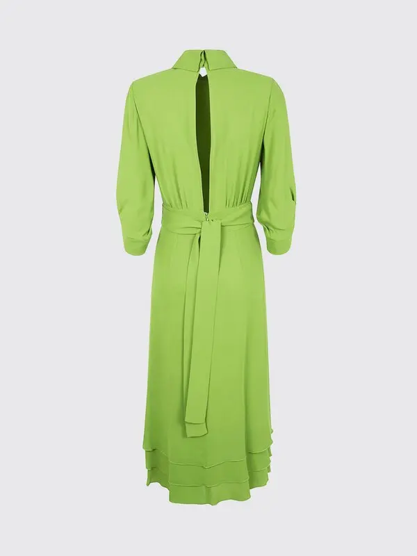 Elisabetta Franchi Midi Dress With Ruffled Hem - Green