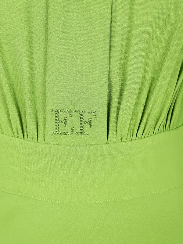 Elisabetta Franchi Midi Dress With Ruffled Hem - Green