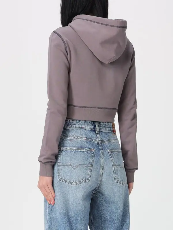 DIESEL® Cropped Logo Heart Hoodie - Grey