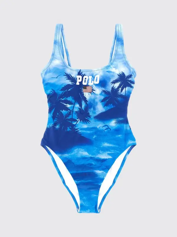 Polo Ralph Lauren Square Neck Floral Print One-piece Swimsuit