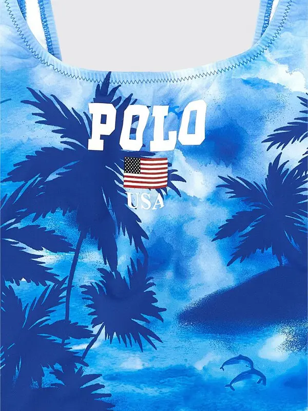 Polo Ralph Lauren Square Neck Floral Print One-piece Swimsuit