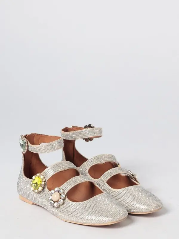 Kurt Geiger Embellished Satin Mary Jane Ballet Flats - Gold