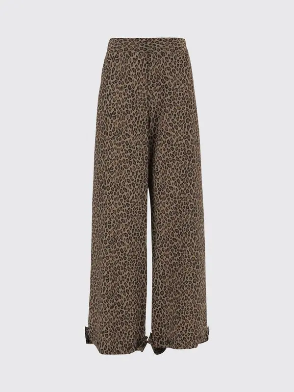 SA SU PHI Animal Print Cotton Blend Trousers - Brown