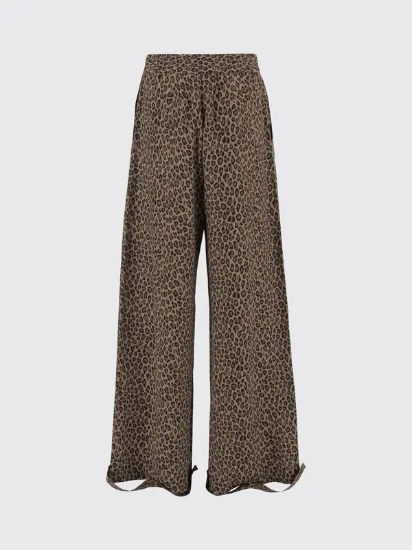 SA SU PHI Animal Print Cotton Blend Trousers - Brown