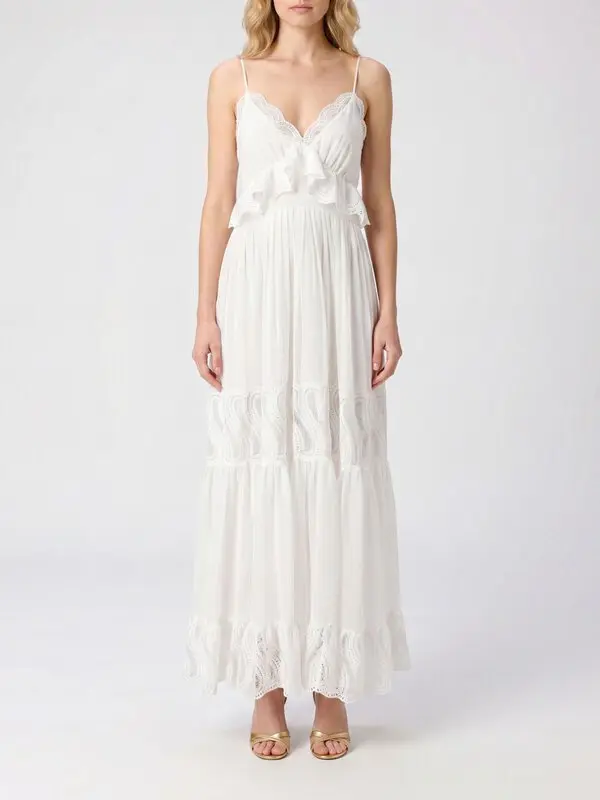 Raquel Diniz Off-the-shoulder Silk Dress With Lace Inserts