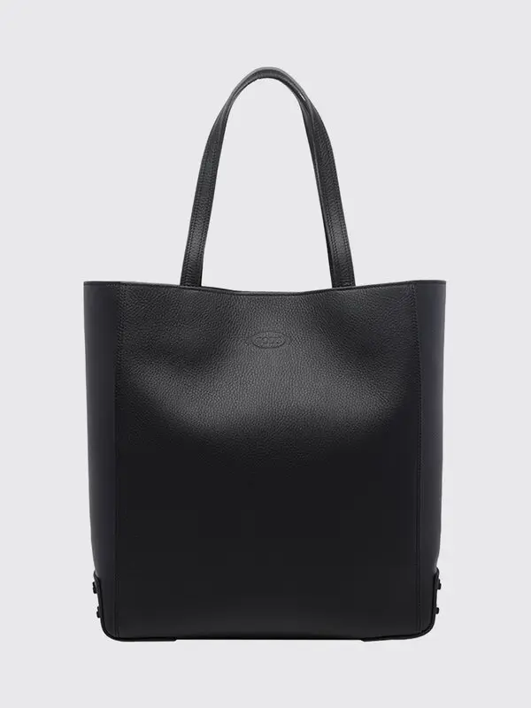 TOD'S Hammered Leather Tote Bag With Double Handle - Black