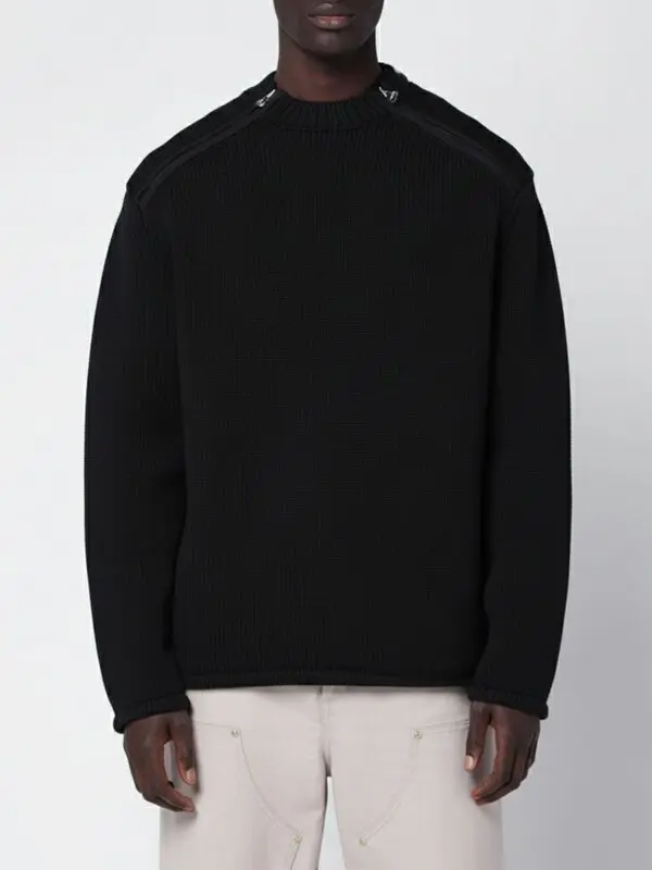 OAMC Textured Knit Pullover With Shoulder Detail - Black