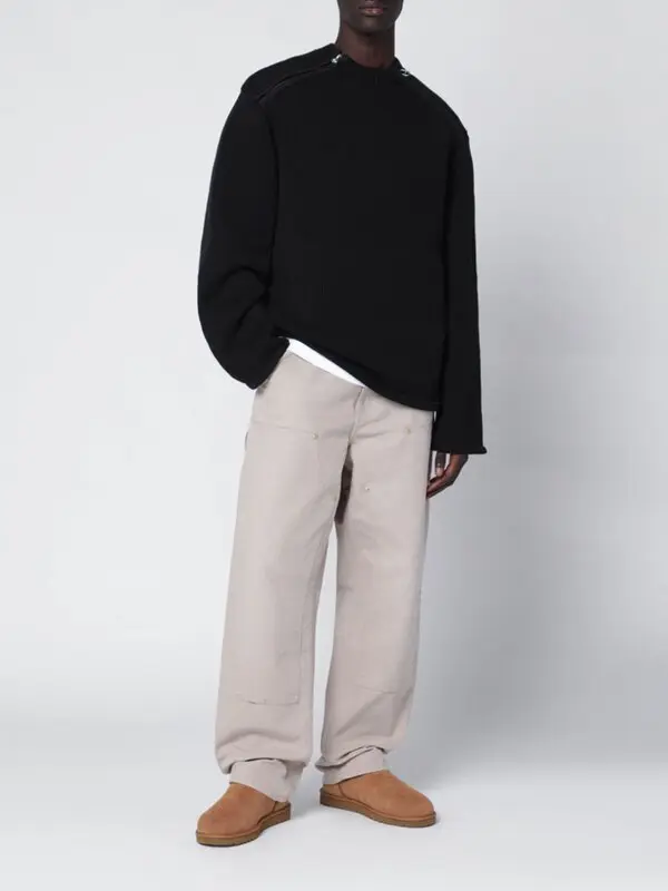OAMC Textured Knit Pullover With Shoulder Detail - Black