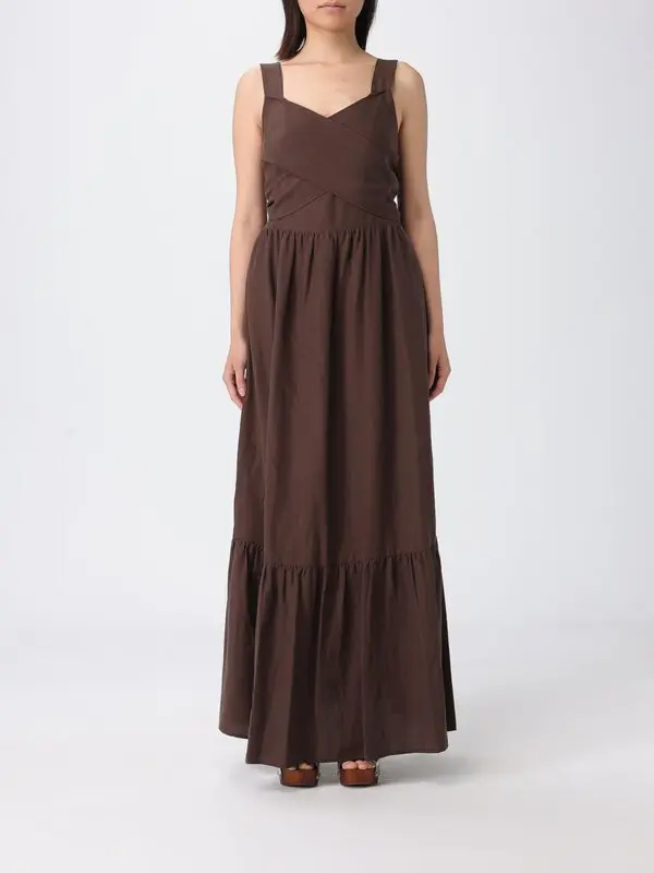 Liu Jo Linen Blend Long Dress - Brown
