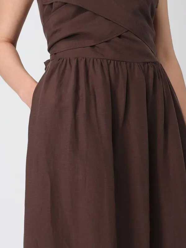 Liu Jo Linen Blend Long Dress - Brown