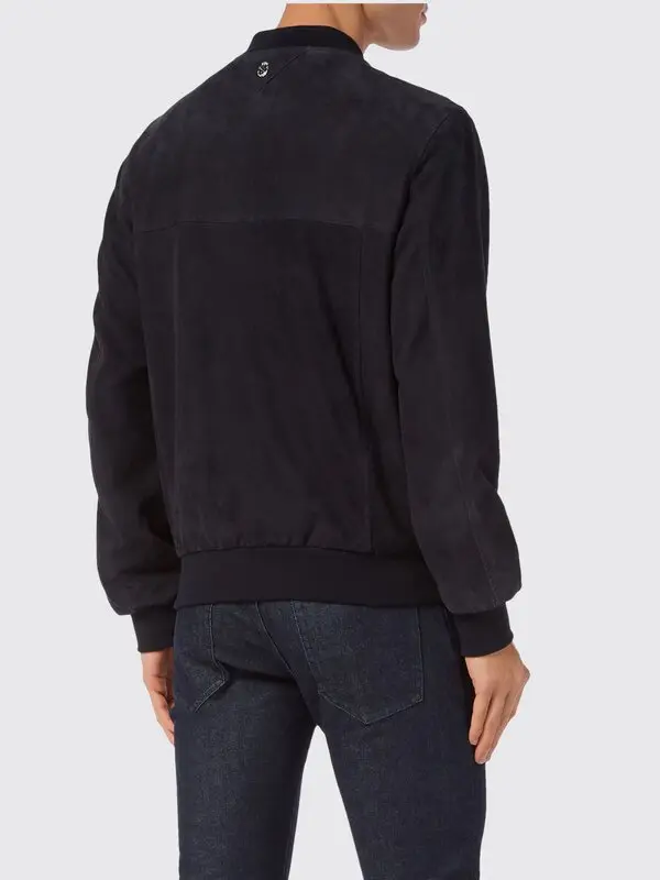 BILLIONAIRE Suede Leather Bomber Jacket With Two-way Zip
