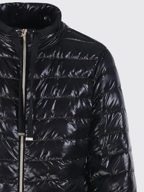 Herno Short Quilted Down Jacket In Technical Fabric With High Neck And Ruffled Hem