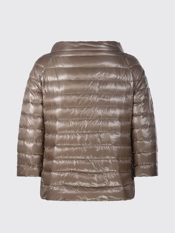 Herno Reversible Round-neck Cropped Down Jacket In Ultralight Nylon - Beige