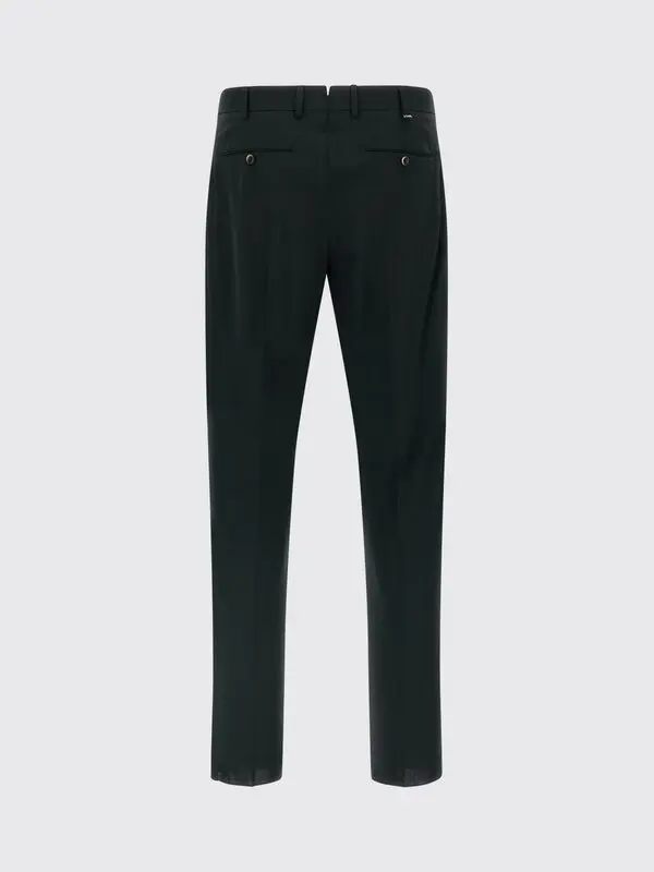 PT TORINO Slim Fit Tailored Trousers In Pure Virgin Wool - Black