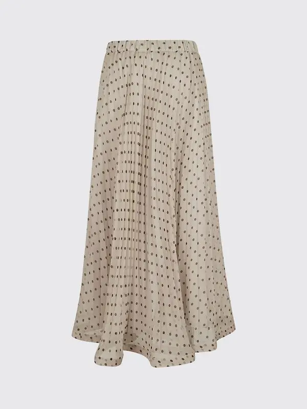 PAROSH P.a.r.o.s.h. Pleated Silk Polka Dot Maxi Skirt
