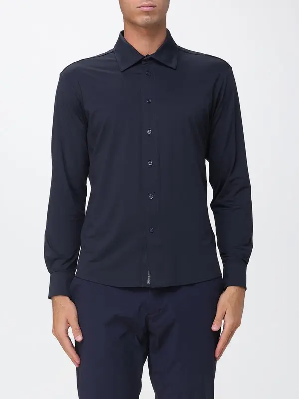 SAVE THE DUCK Casual Stretch Technical Fabric Shirt With French Collar By - Navy