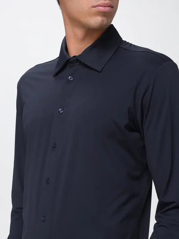 SAVE THE DUCK Casual Stretch Technical Fabric Shirt With French Collar By - Navy