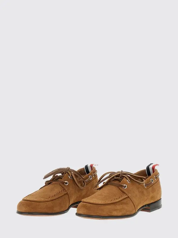 Thom Browne Suede Boat Shoes With Tricolour Flag