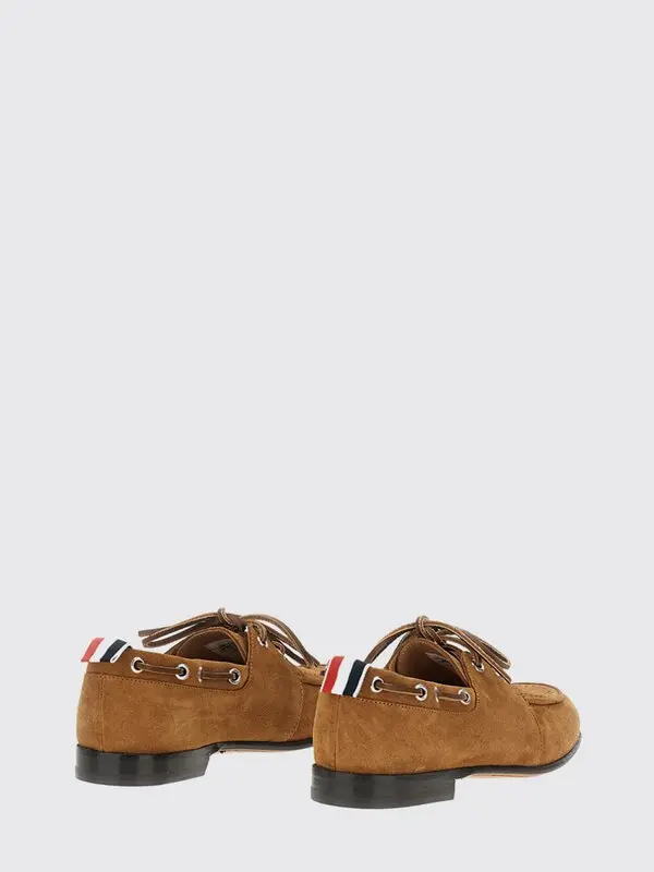 Thom Browne Suede Boat Shoes With Tricolour Flag