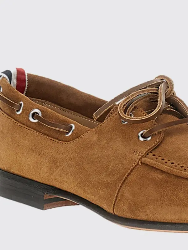 Thom Browne Suede Boat Shoes With Tricolour Flag