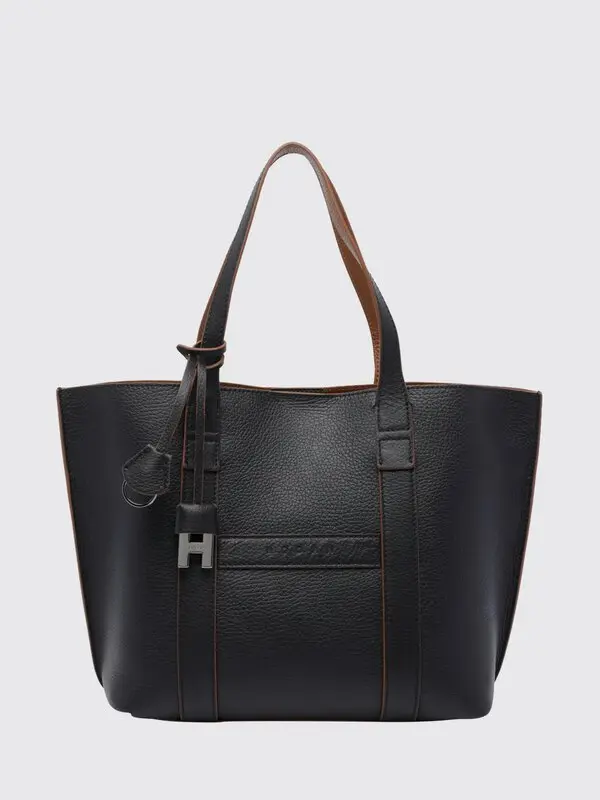 Hogan Script Calfskin Tote Bag - Black