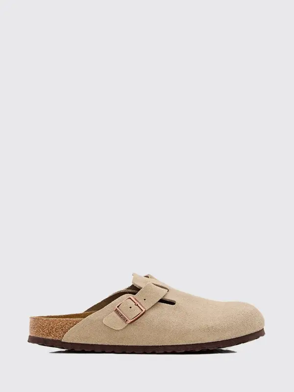 BIRKENSTOCK Boston Suede Clogs With Adjustable Strap - Grey
