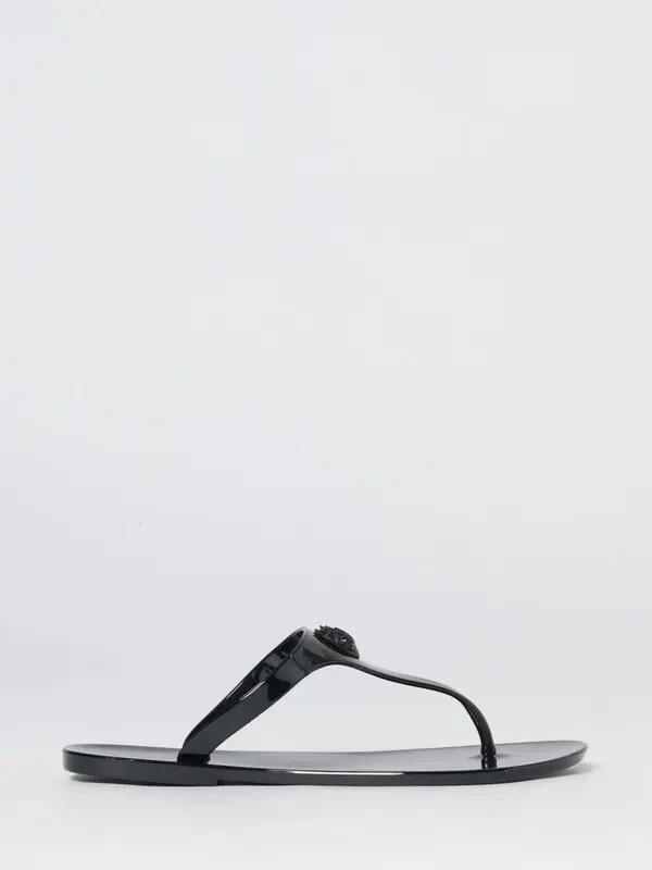 Kurt Geiger Maddison Thong Sandals With Metal Logo - Black
