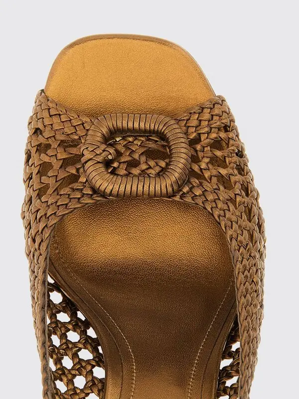 Santoni Woven And Perforated Leather Mules