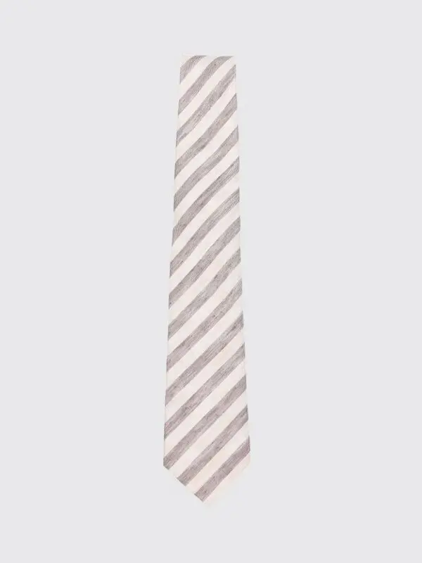Tagliatore Regimental Striped Linen And Silk Tie - Dove Grey